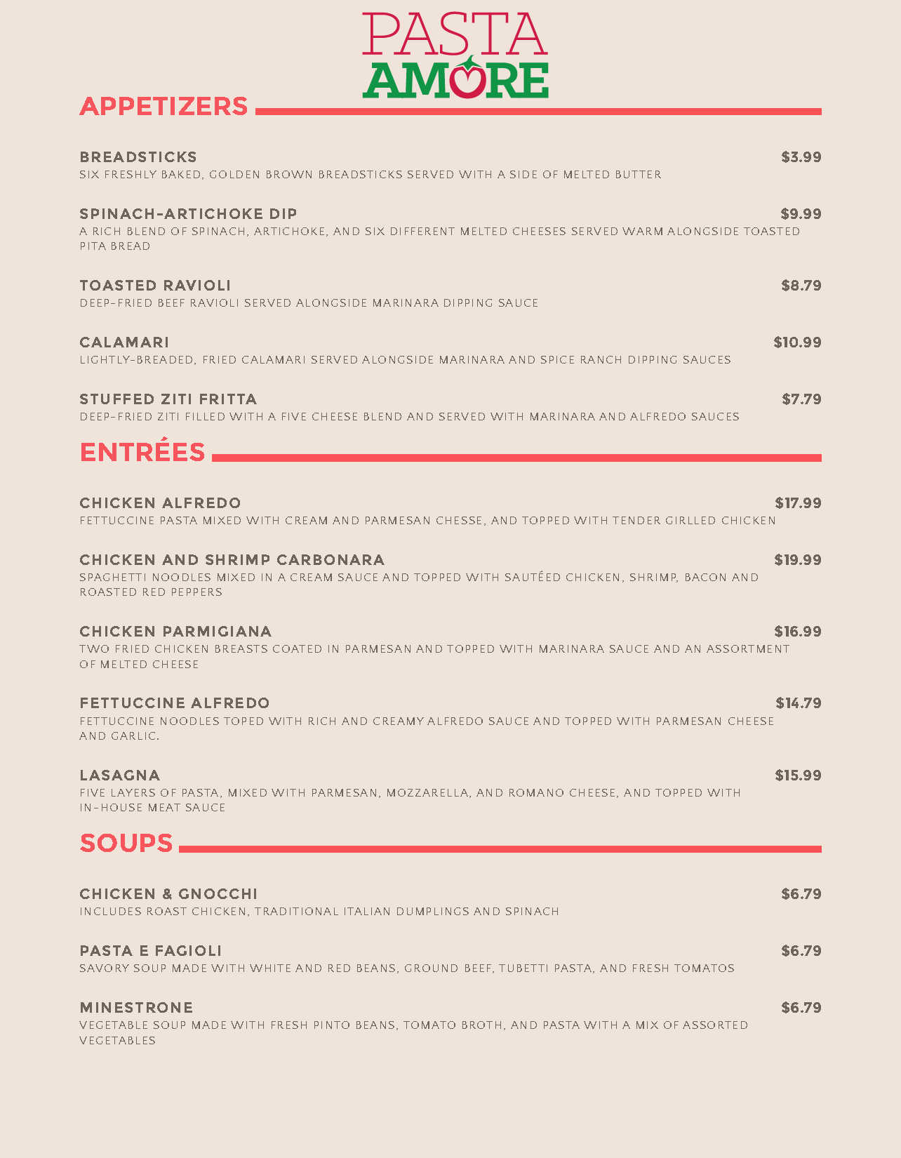 Amore Pasta & Pizza Restaurant at Leah Crisp blog